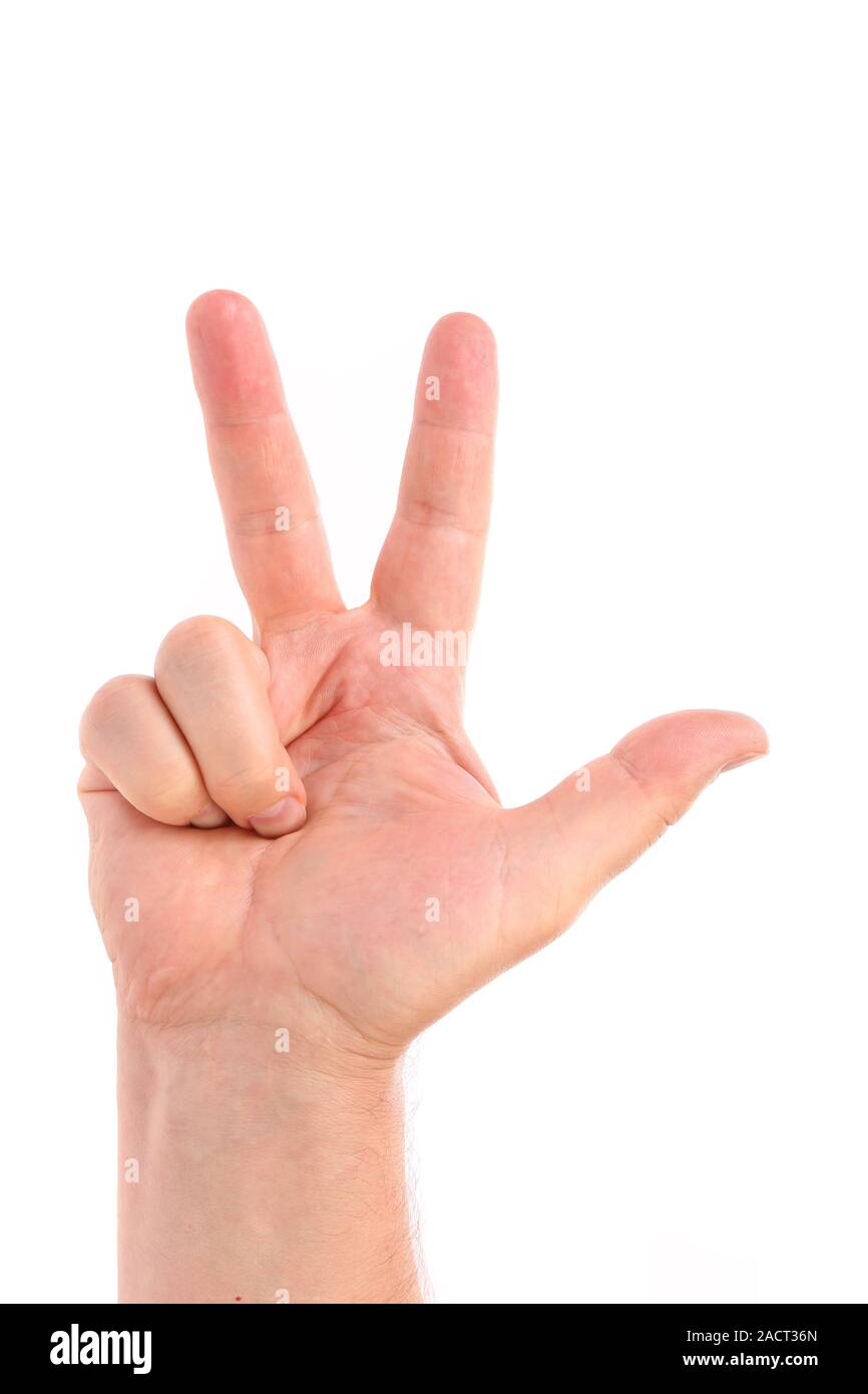 Three finger. Man's hand Stock Photo - Alamy