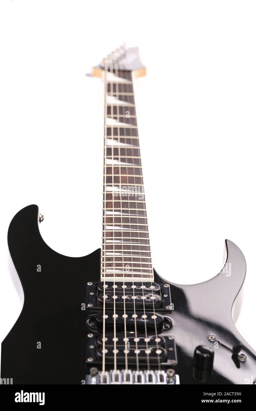 Beautiful black electric guitar Stock Photo - Alamy