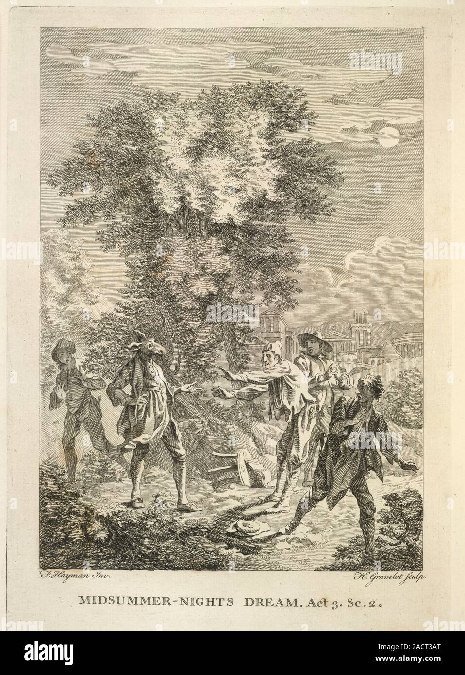 A scene from Midsummer Nights Dream. Nick Bottom with the head of an ...