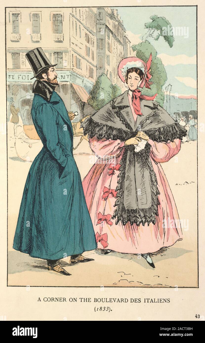 A corner on the Boulevard des Italiens (1833). A gentleman wearing a ...