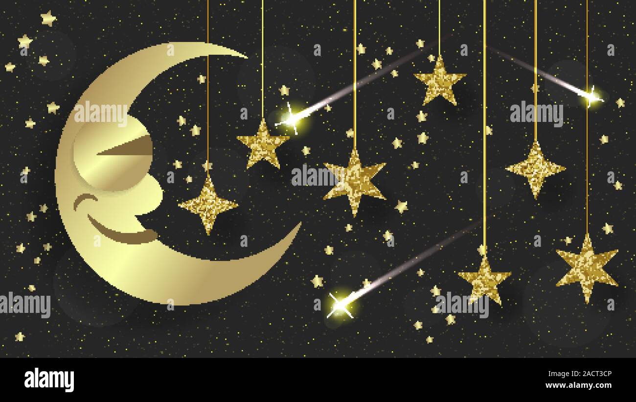 Golden Moon Symbol Icon Design Element, Illustration For Logo, Banner ...
