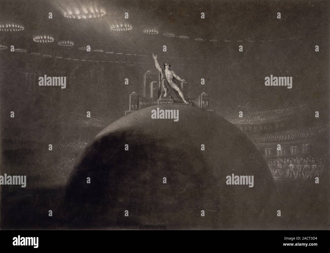 Satan on his throne. Illustration from book 2, line 1. Image taken from ...