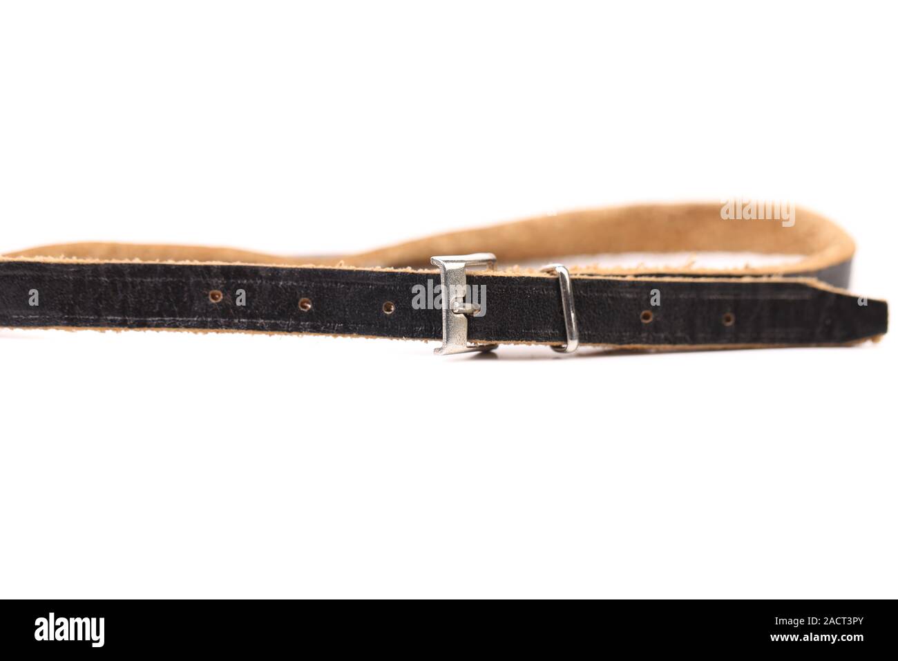 Black leather belt with a rectangular buckle Stock Photo - Alamy