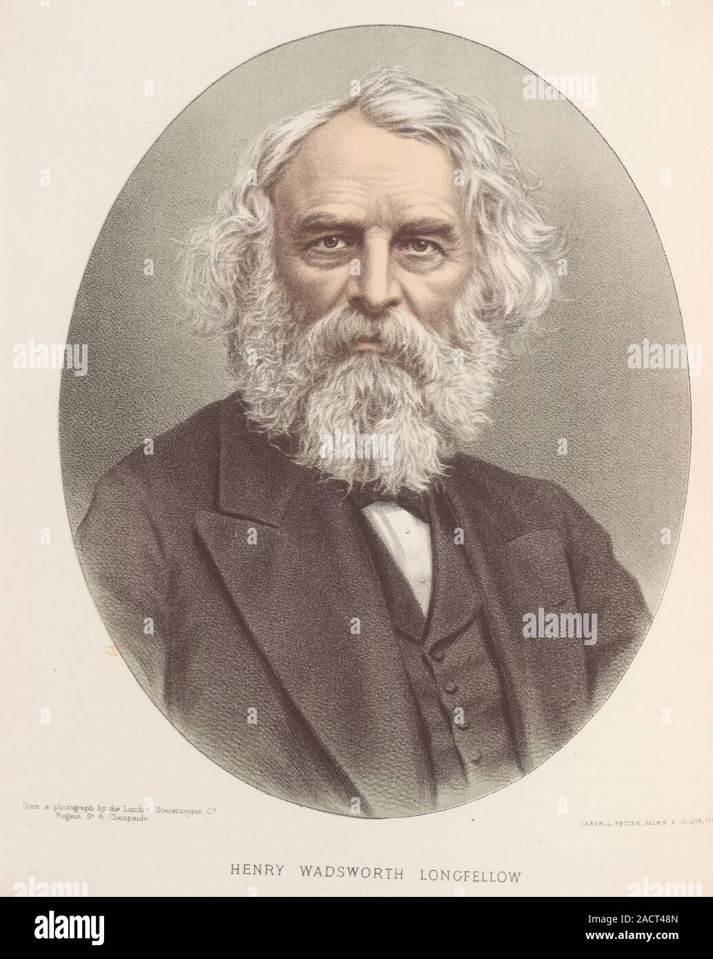 Henry Wadsworth Longfellow (1807-1882). American poet. Portrait. Image ...