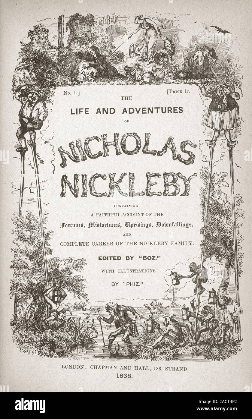 Nicholas Nickleby, Title page of the life and adventures of Nicholas ...