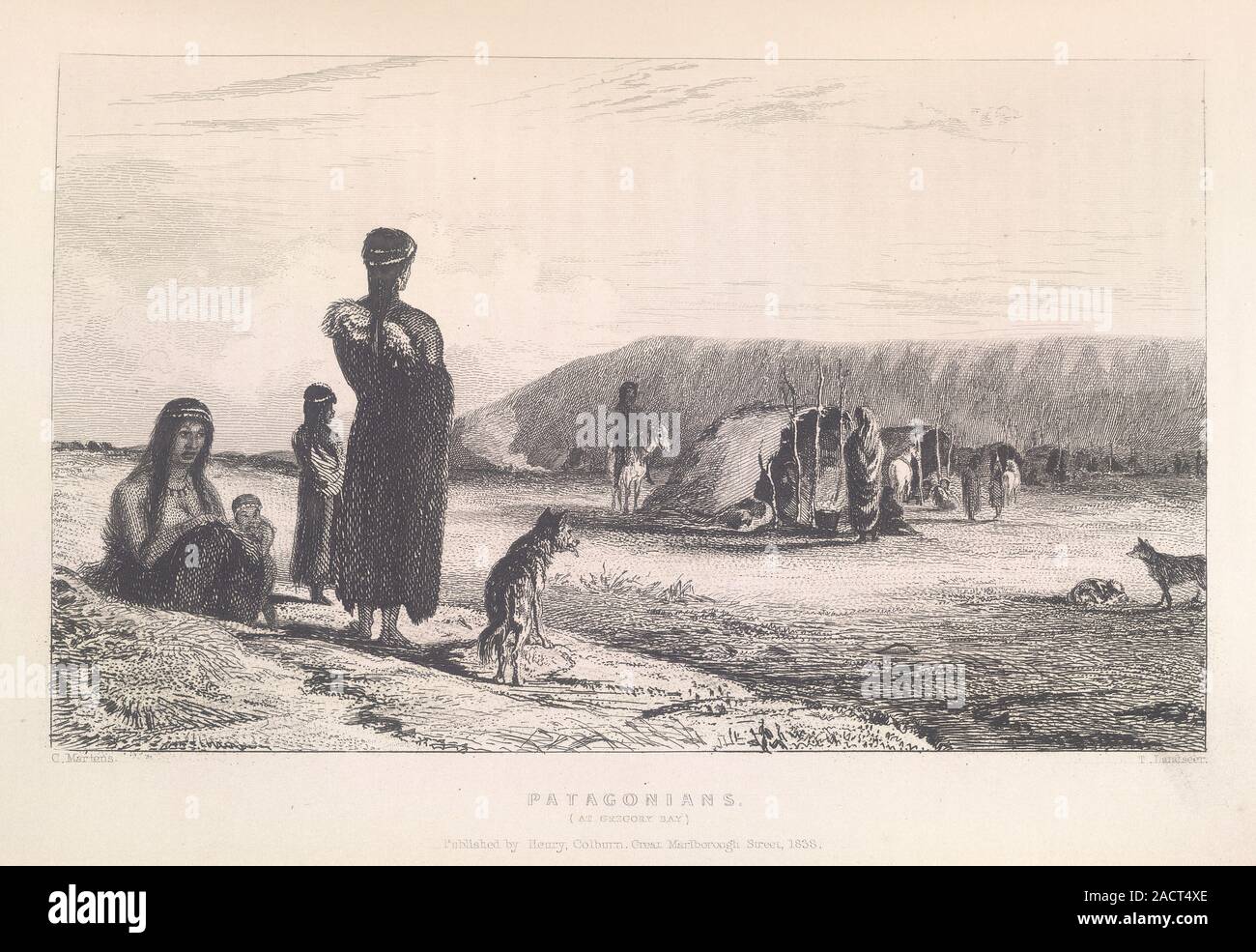 Patagonian natives at Gregory Bay. Image taken from Narrative of the ...