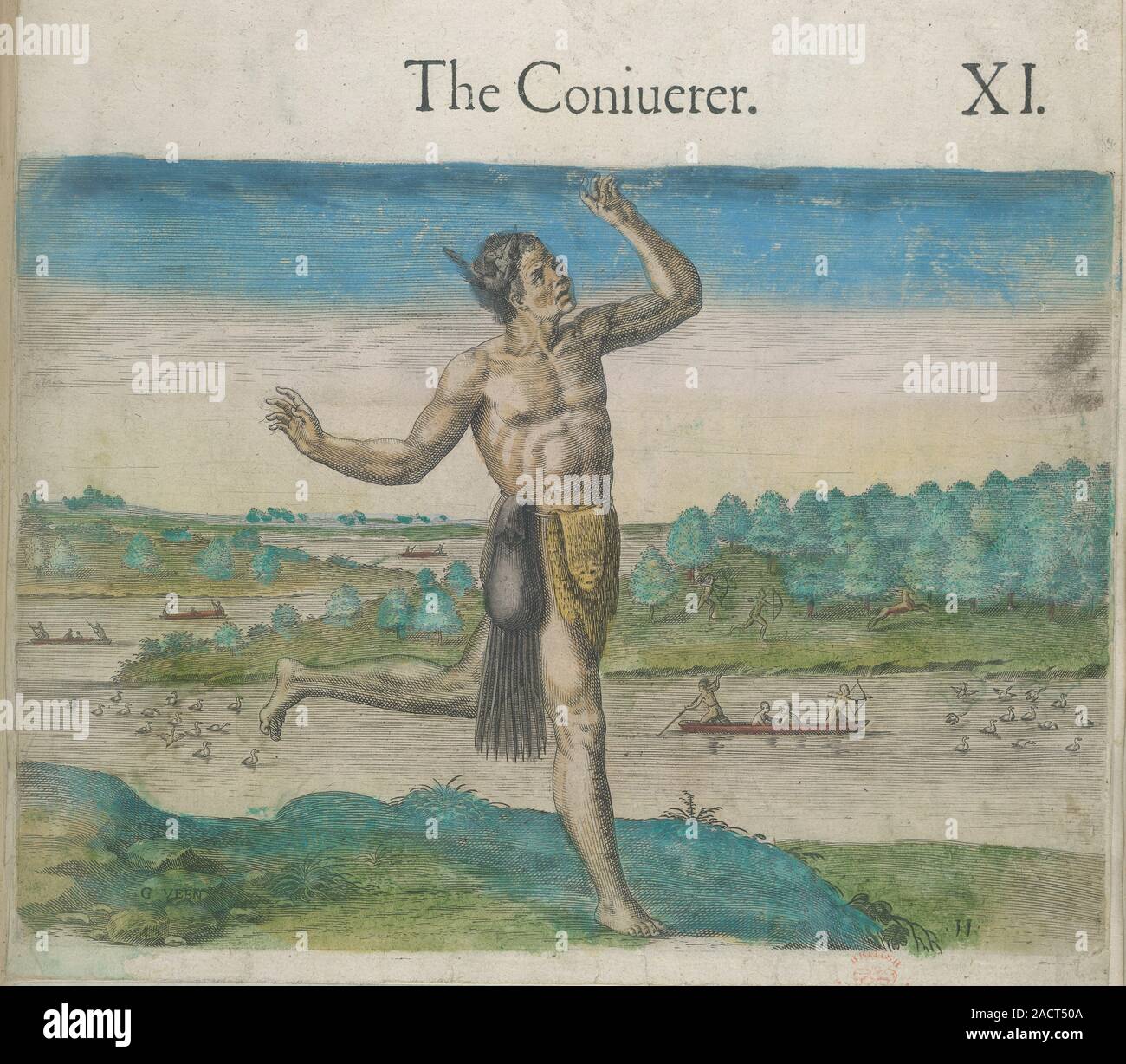 Native Indian Conjurer, (Whole folio) Engraving of a conjurer or ...