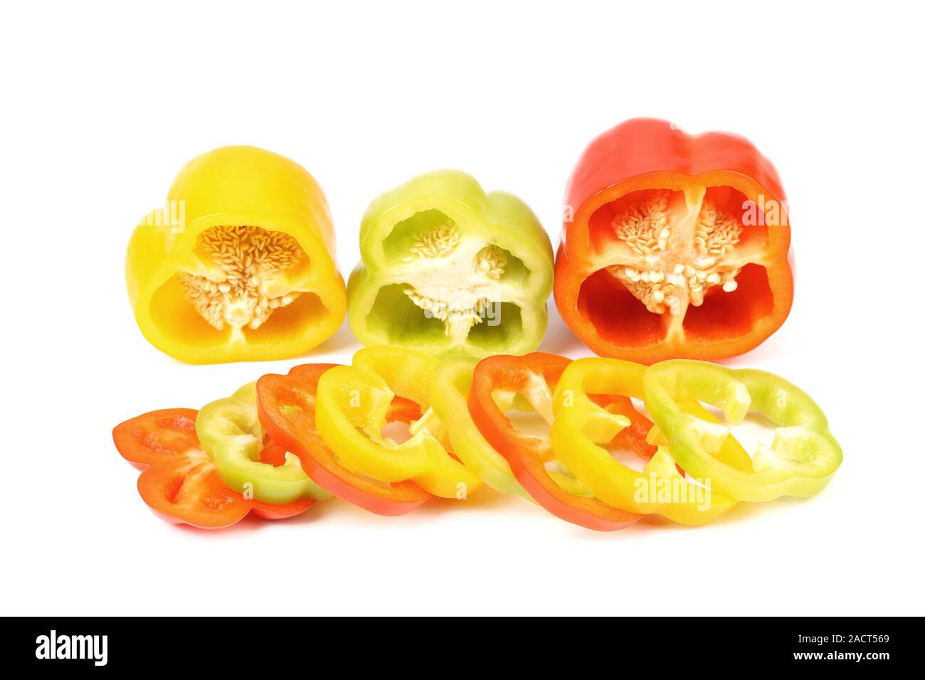 Three half of bell pepper and slices Stock Photo - Alamy