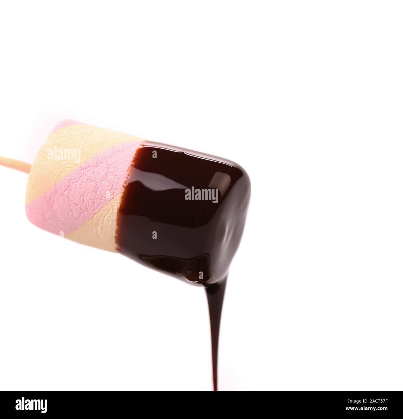 Marshmallow in chocolate syrop. Isolated Stock Photo - Alamy