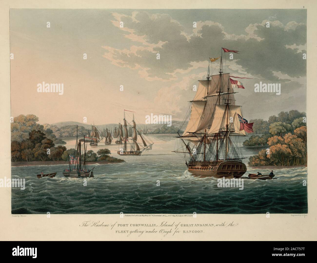The harbour of Port Cornwallis, Andaman Islands. Author Joseph Moore ...
