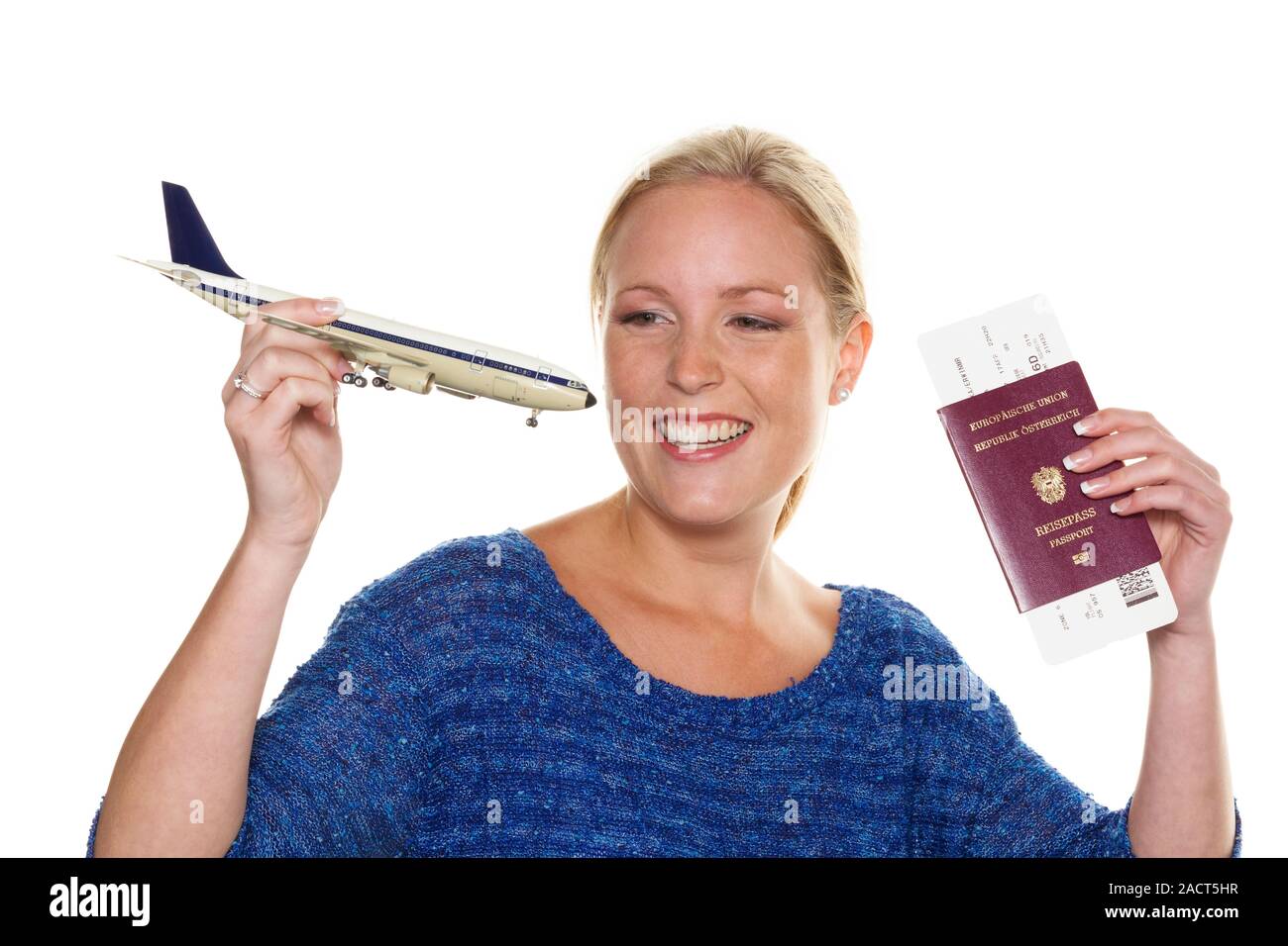 Woman model airplane hi-res stock photography and images - Alamy