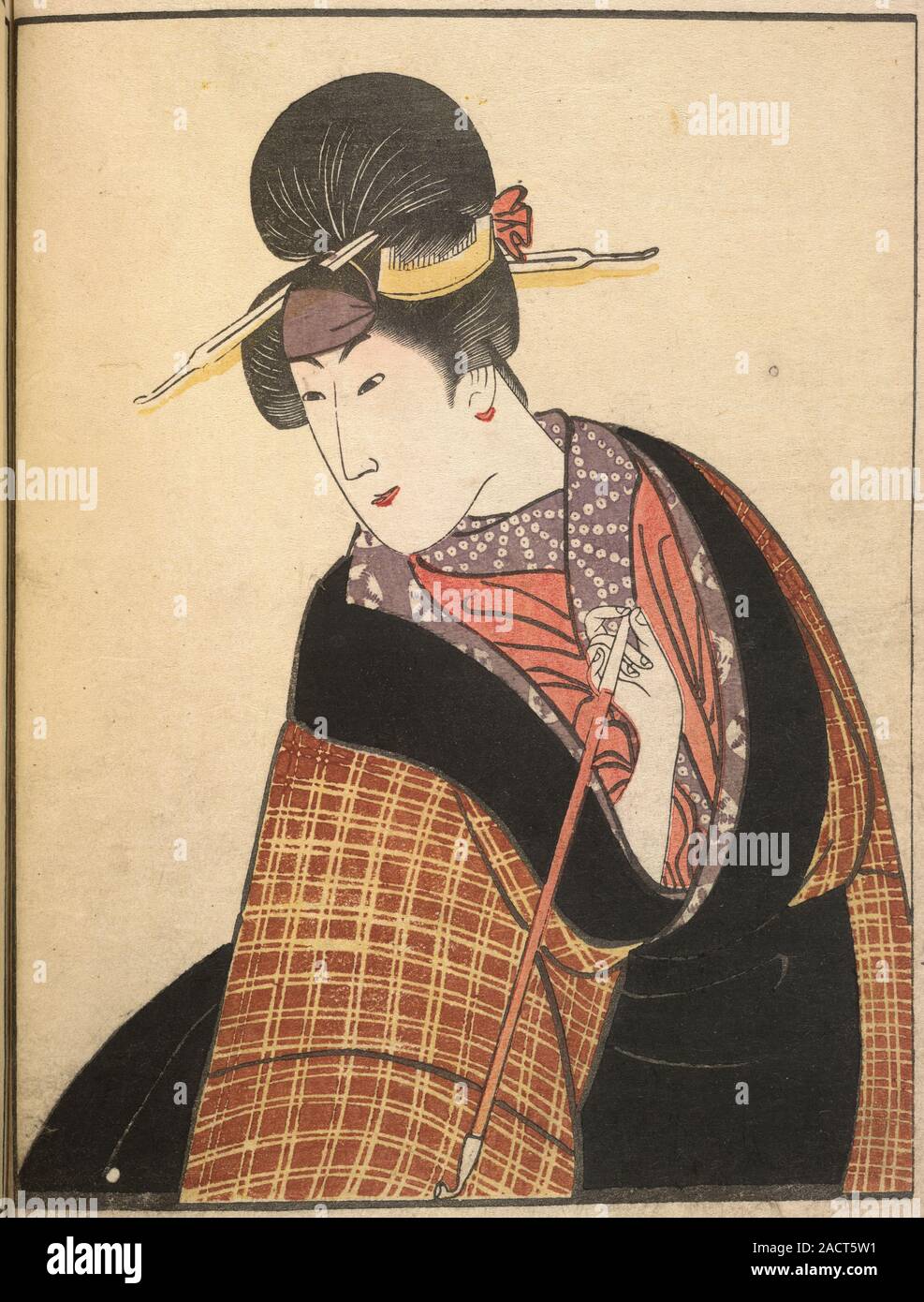 Kabuki actor in female role. Image taken from Yakusha Konote Kashiwa ...