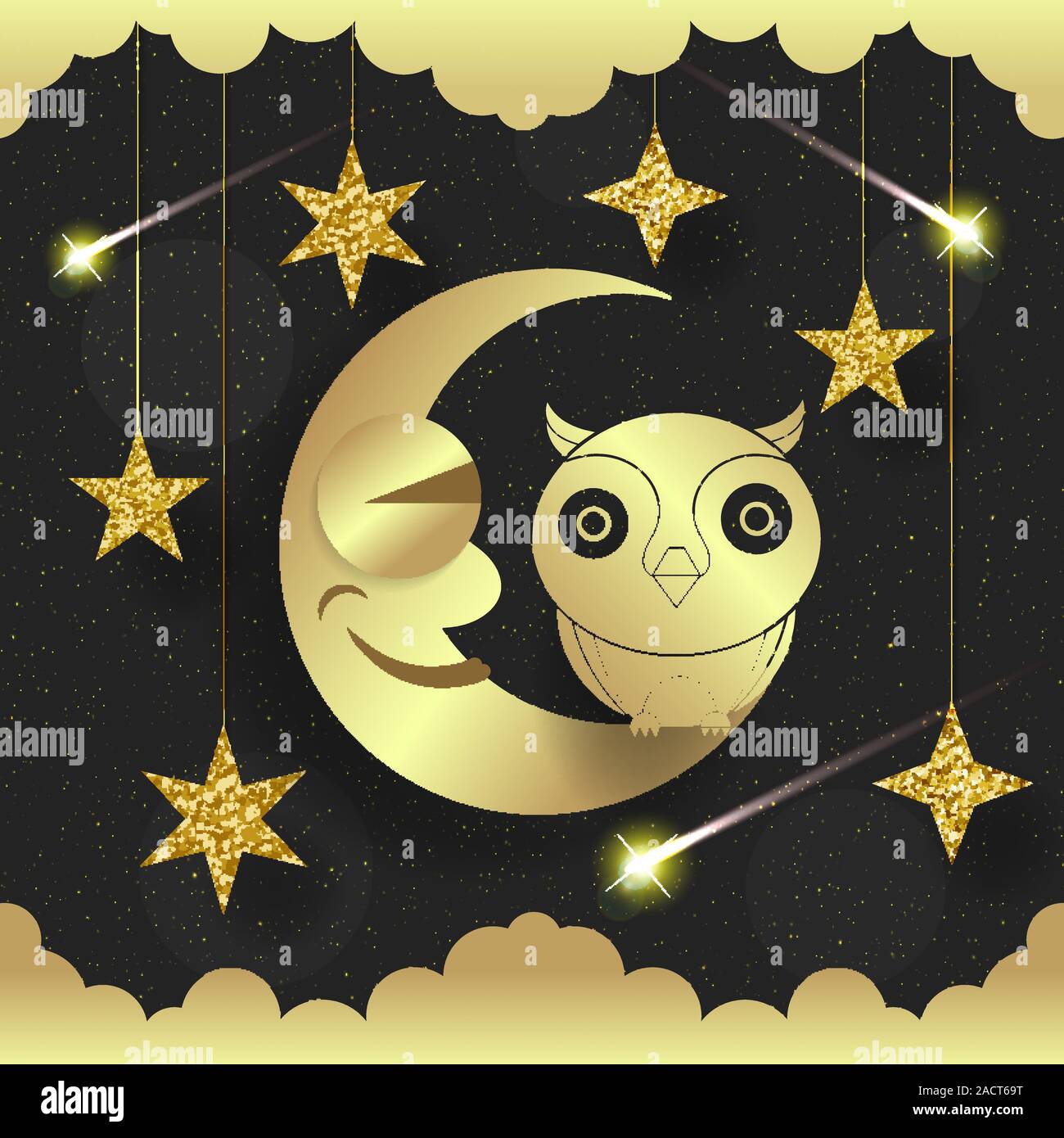 Golden Moon Symbol Icon Design Element, Illustration For Logo, Banner ...