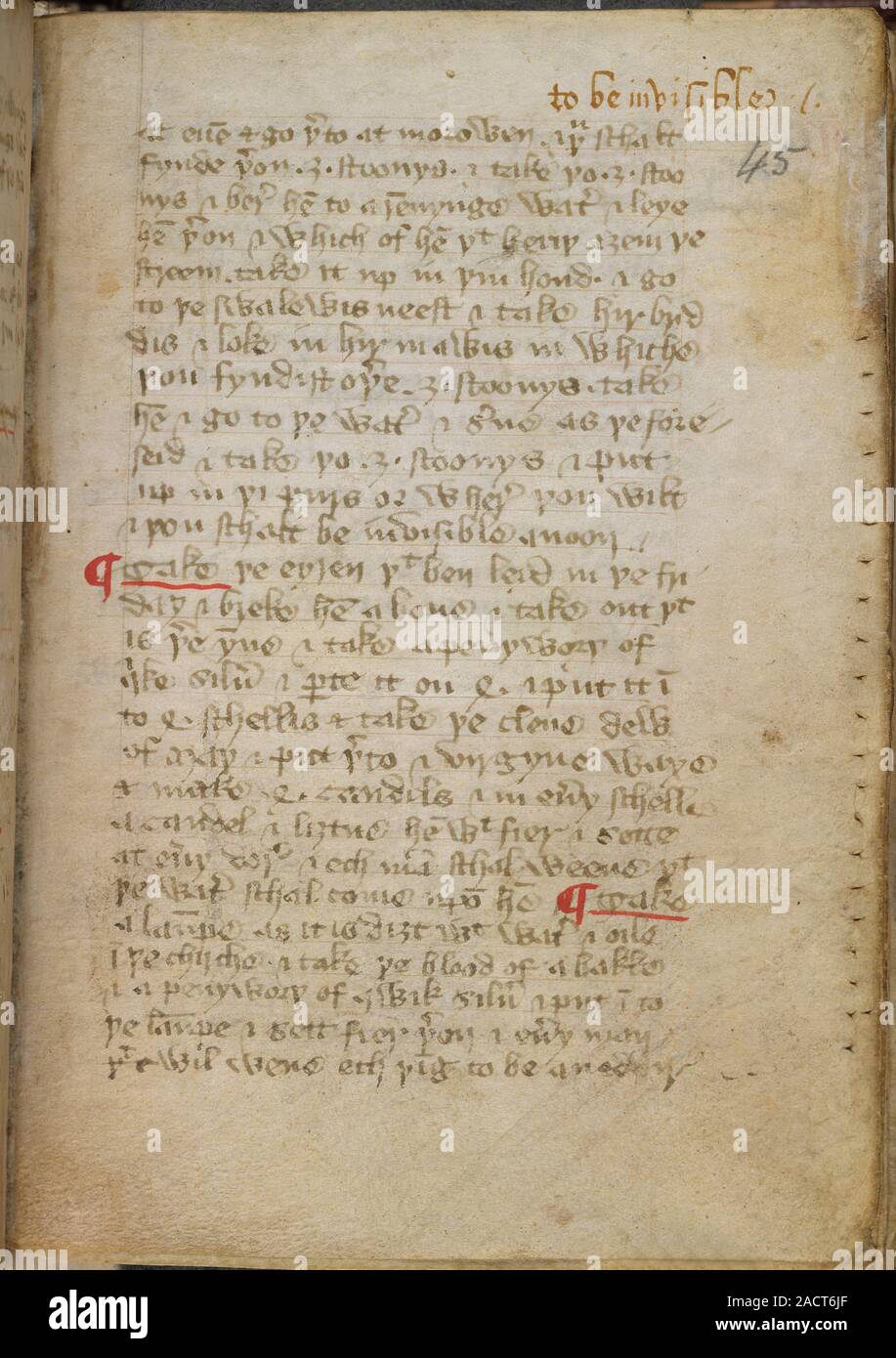 Recipe for Invisibility, Whole folio Magical recipes, including a ...
