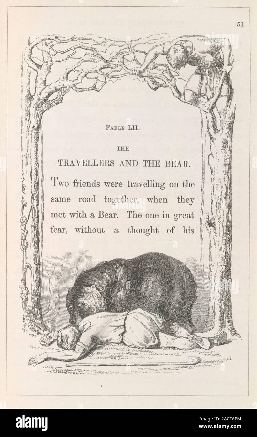 The travellers and the bear, Fable LII: The travellers and the bear ...