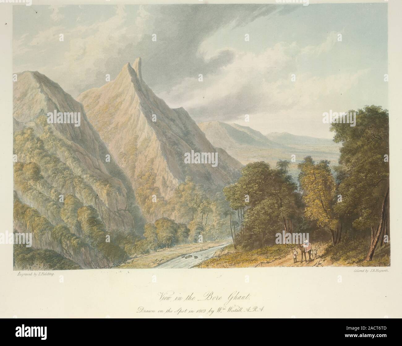 View in the Bore Ghaut, drawn on the spot in 1803. Aquatint. Image ...