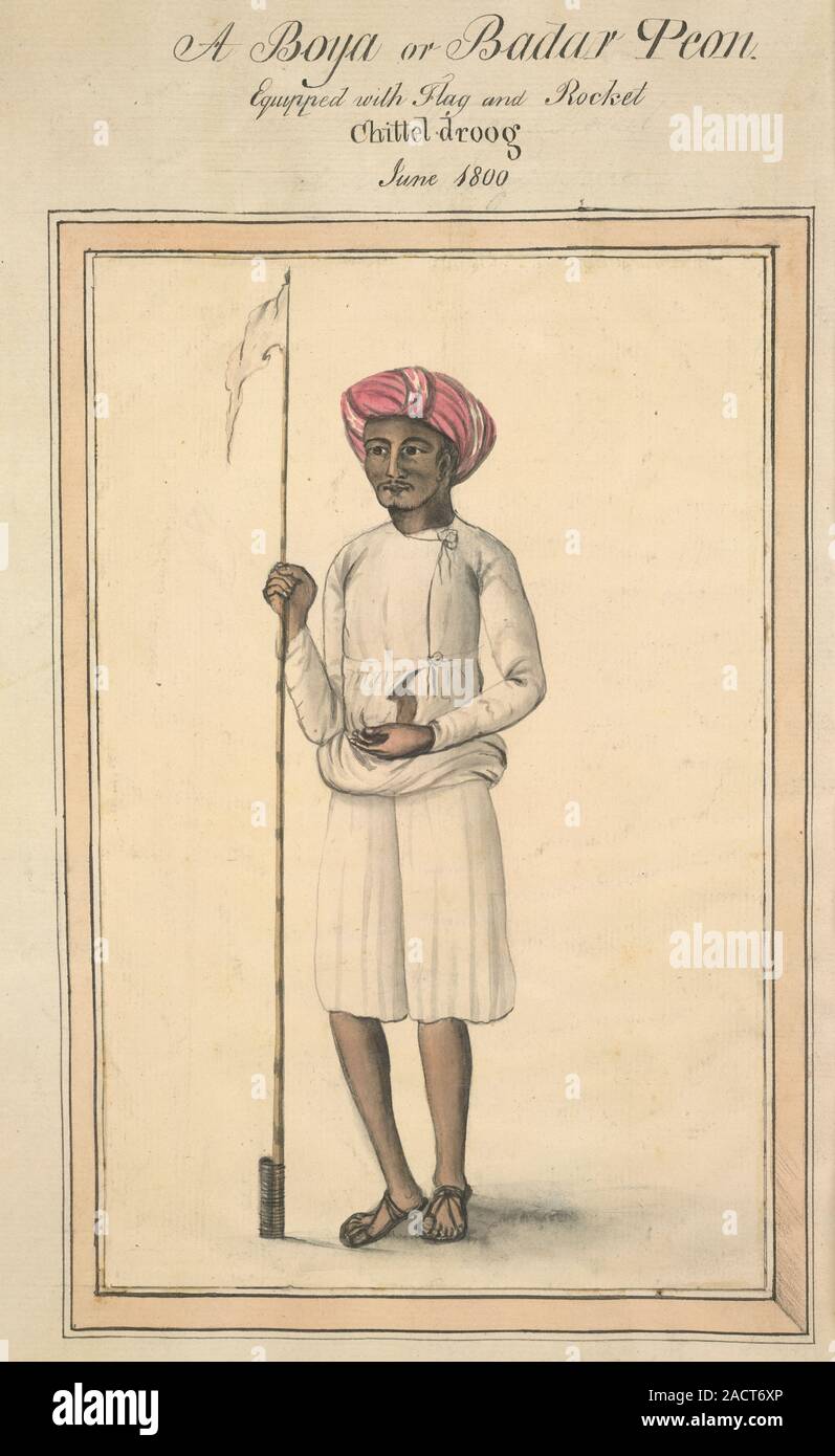 A Boya or Badar Peon. Equipped with Flag and Rocket. Chittel droog ...