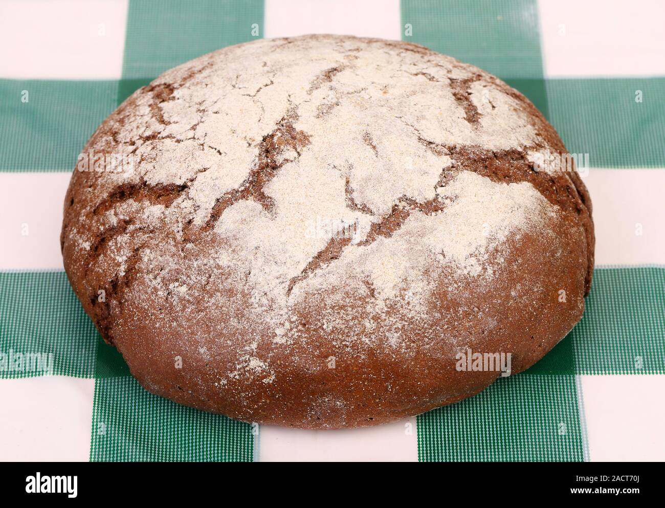 Traditional bread on check tablecloth Stock Photo - Alamy