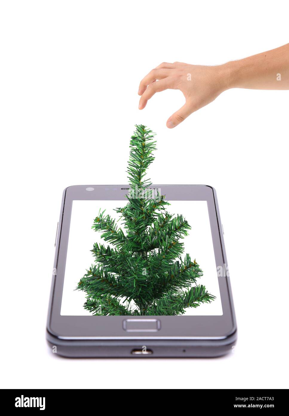 Hand from screen phone Cut Out Stock Images & Pictures - Alamy