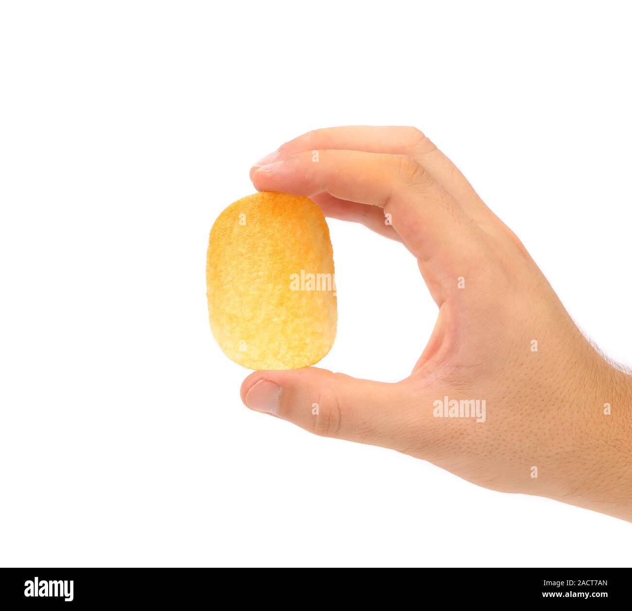 Hand hold chip of potato Stock Photo - Alamy