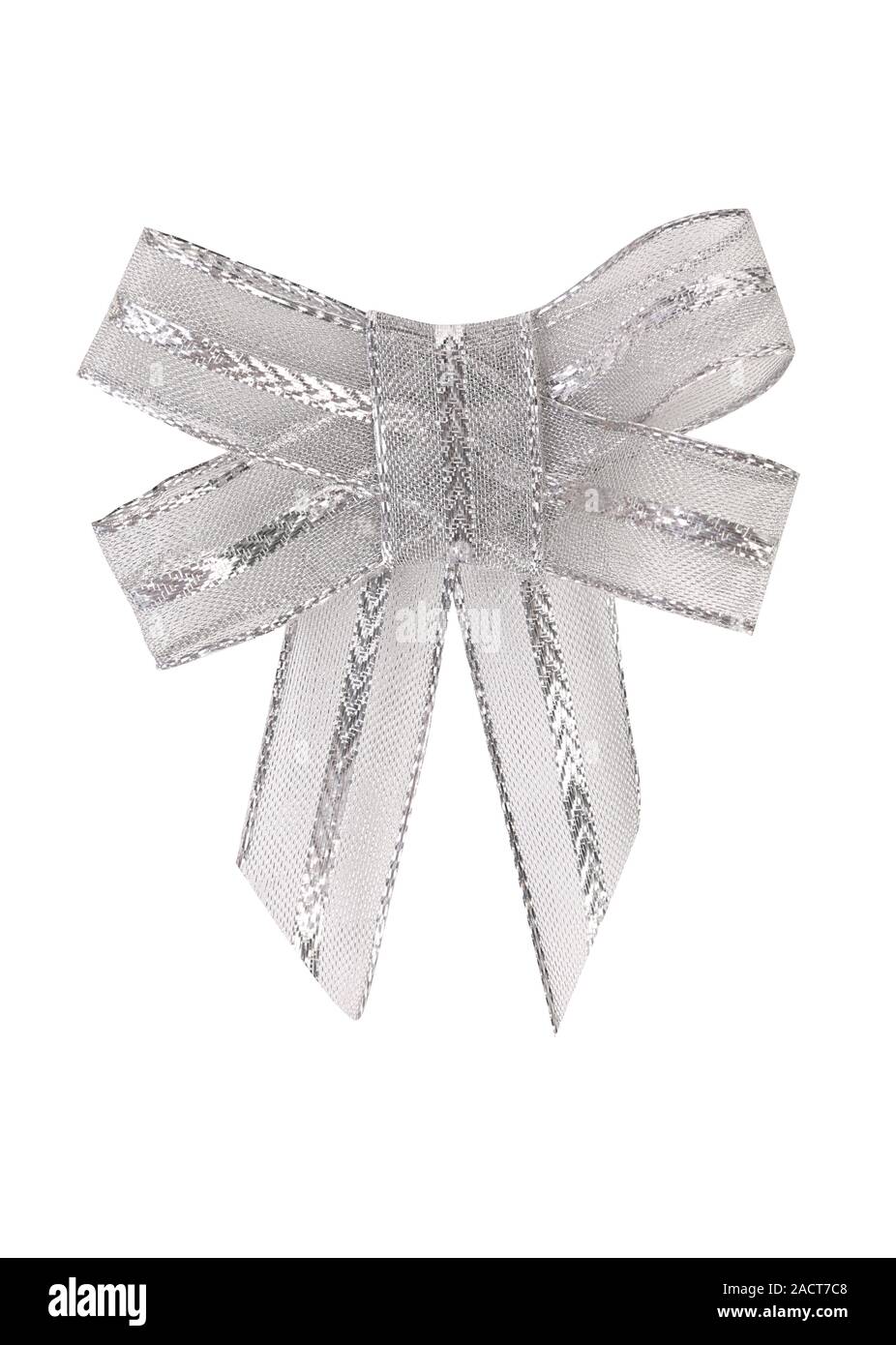 Bow of silver ribbon Stock Photo - Alamy
