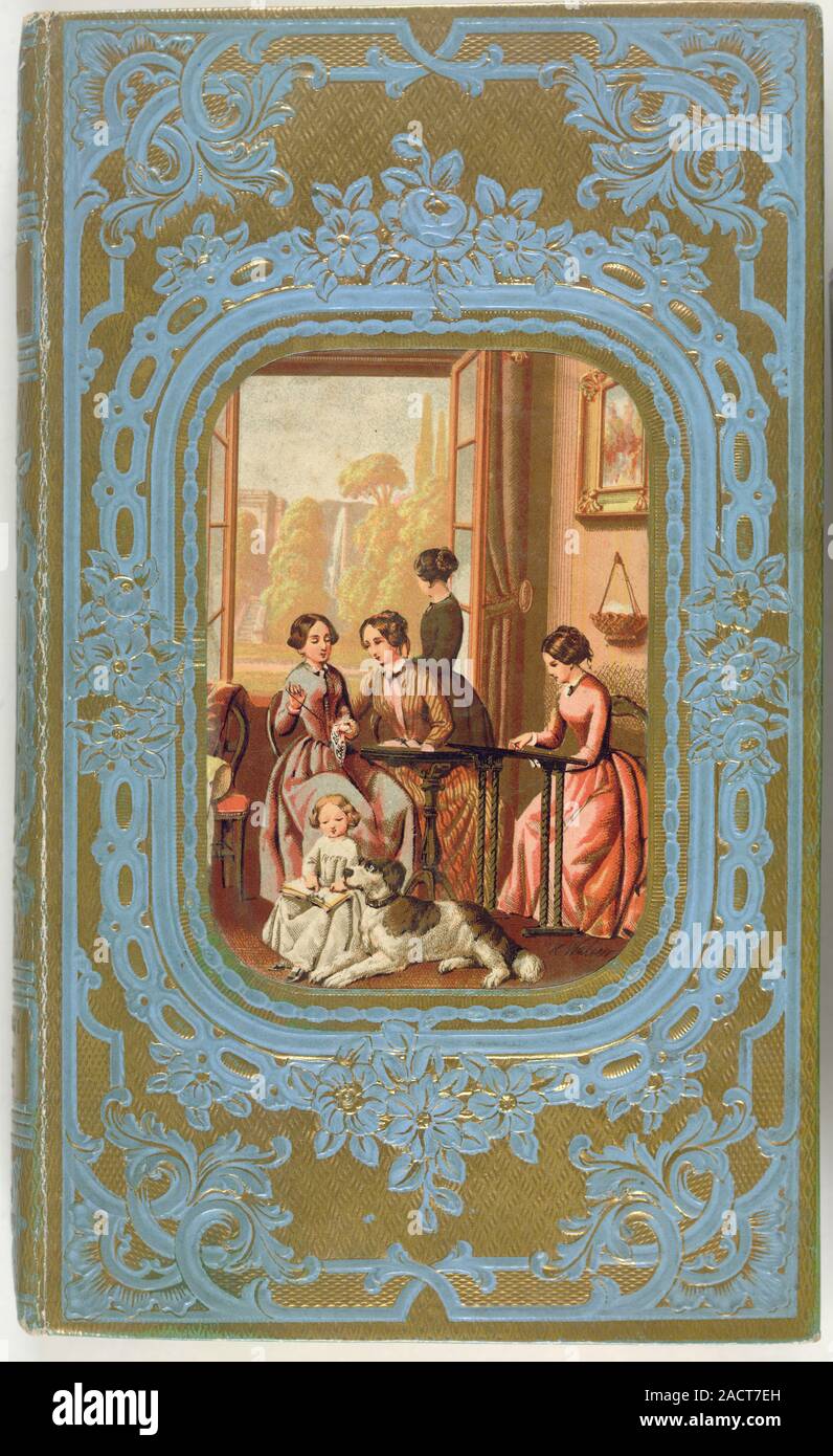Illustrated cover, Four ladies, a child and a dog. Image taken from ...