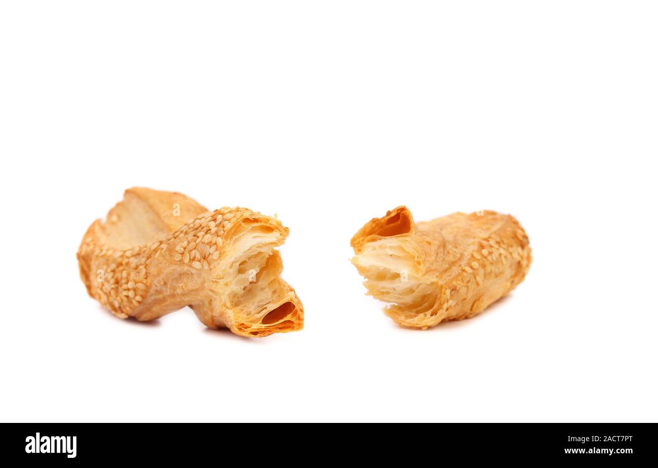 Broken cheese stick cracker with sesame seeds Stock Photo - Alamy