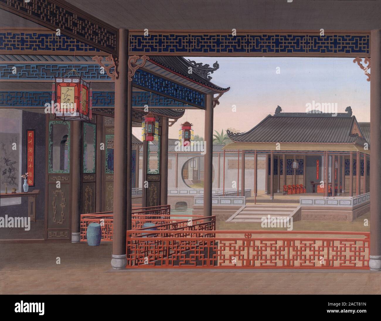 House of a Chinese official, 10 drawings illustrating the interior of ...