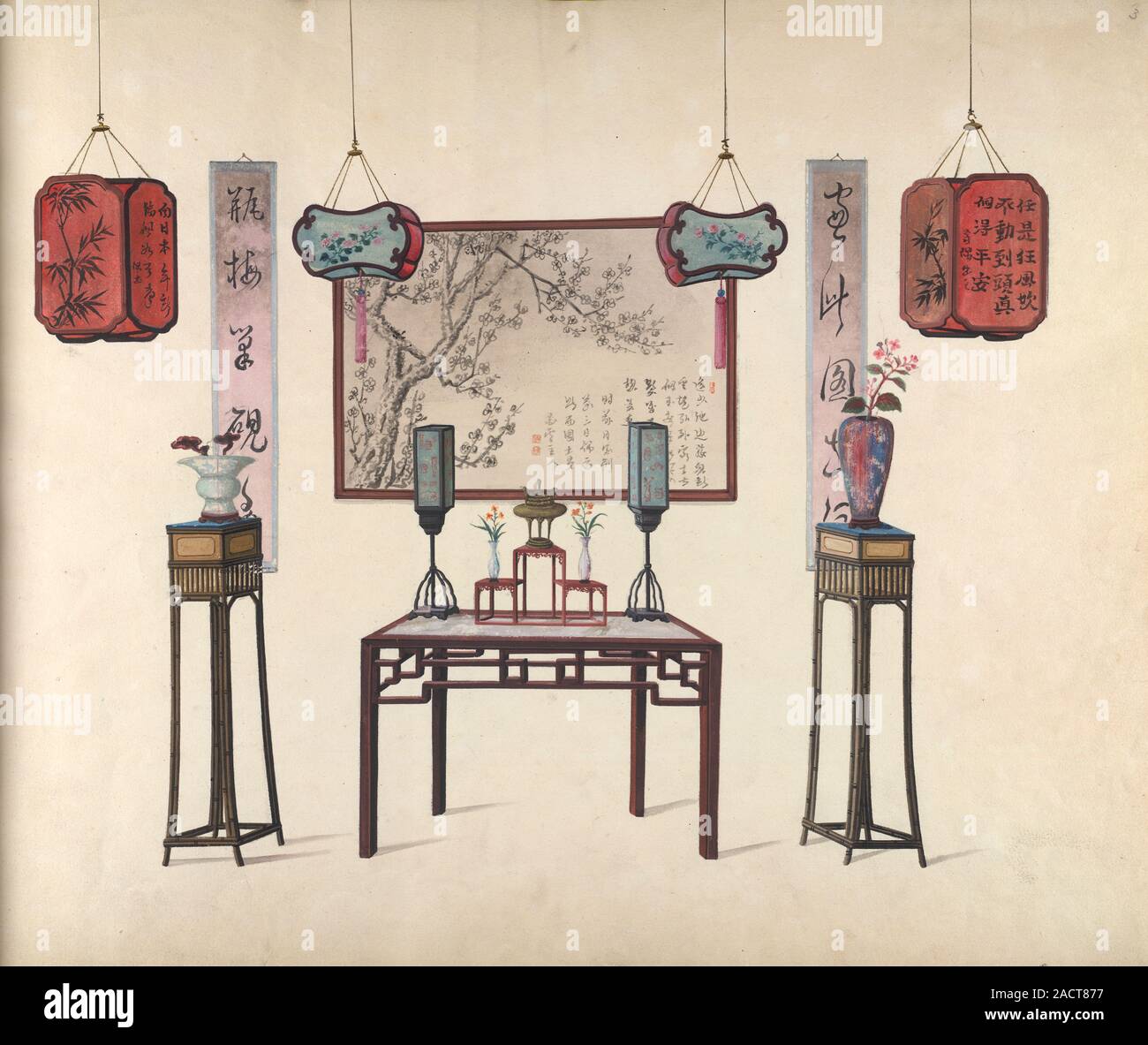 A table and vases, One of 117 drawings illustrating the contents and ...
