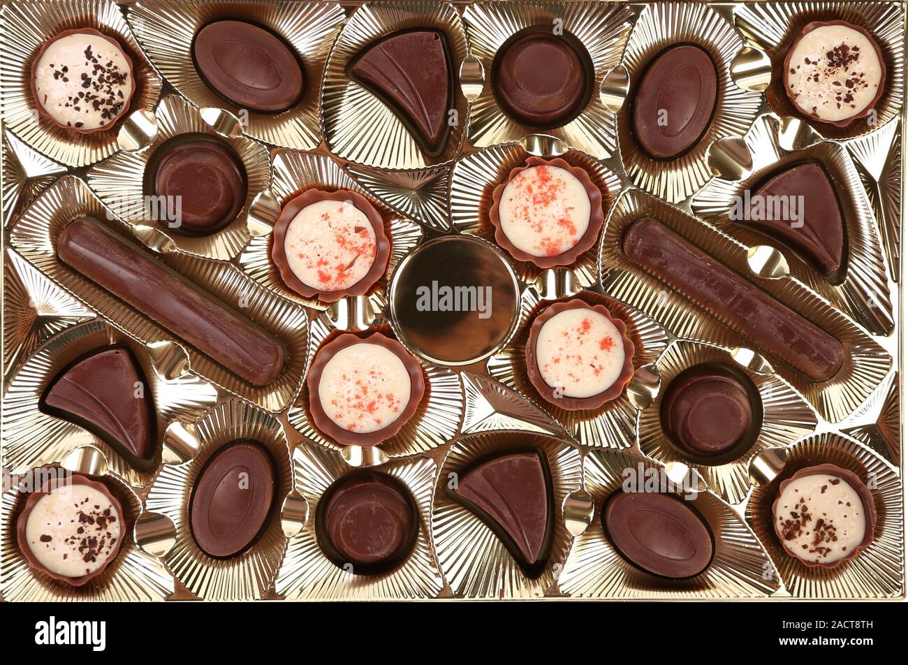 Background of Box with Chocolate Candy Stock Photo - Alamy
