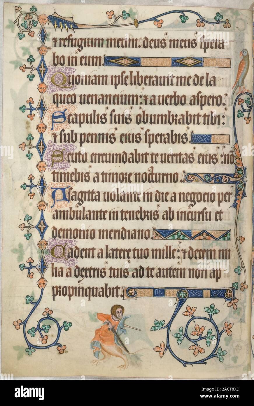 Psalm 90; grotesques, Whole folio Psalm 90. Border decoration including ...