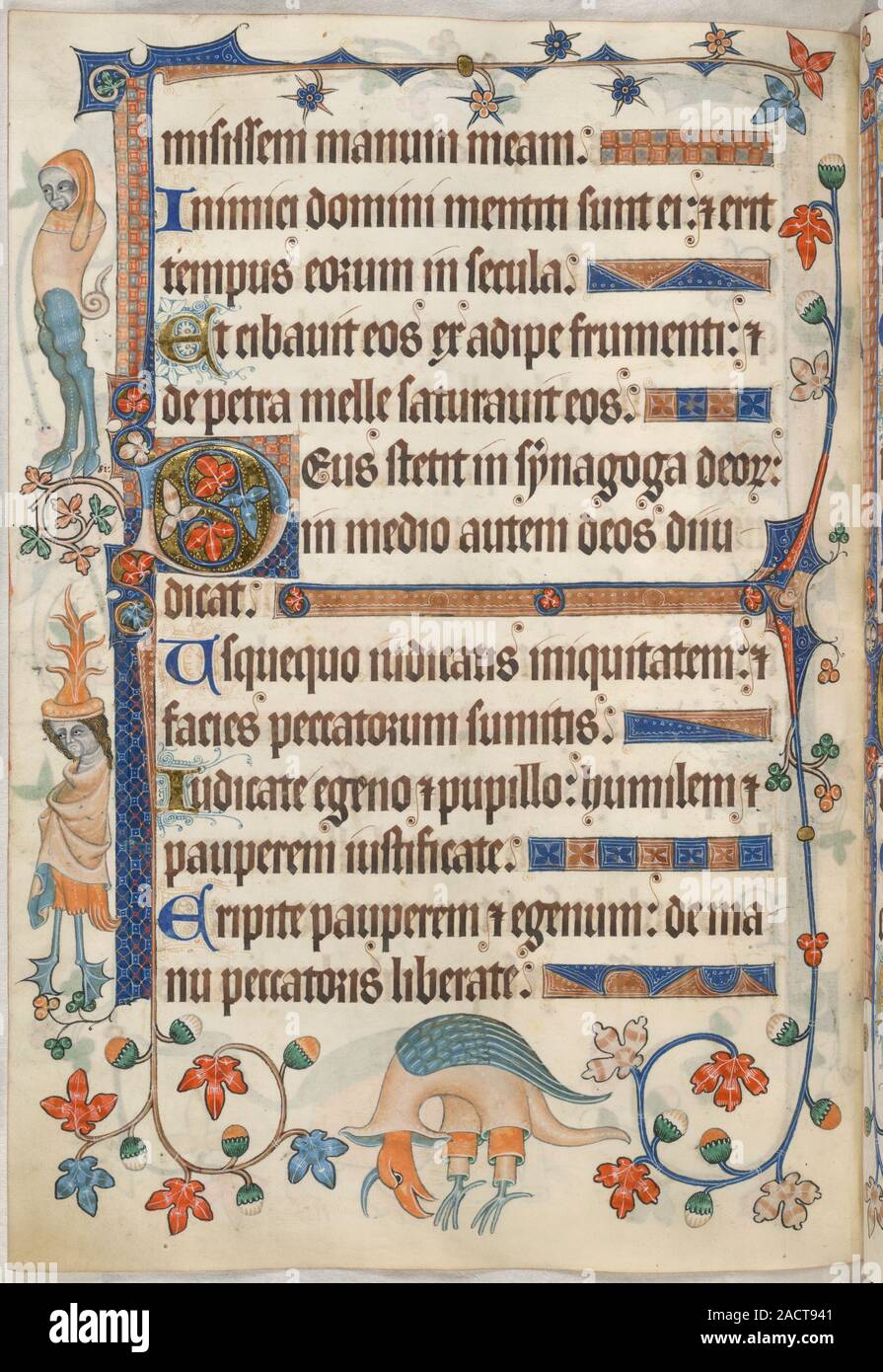 Psalm 81; grotesques, Whole folio End of Psalm 80. Psalm 81 beginning ...