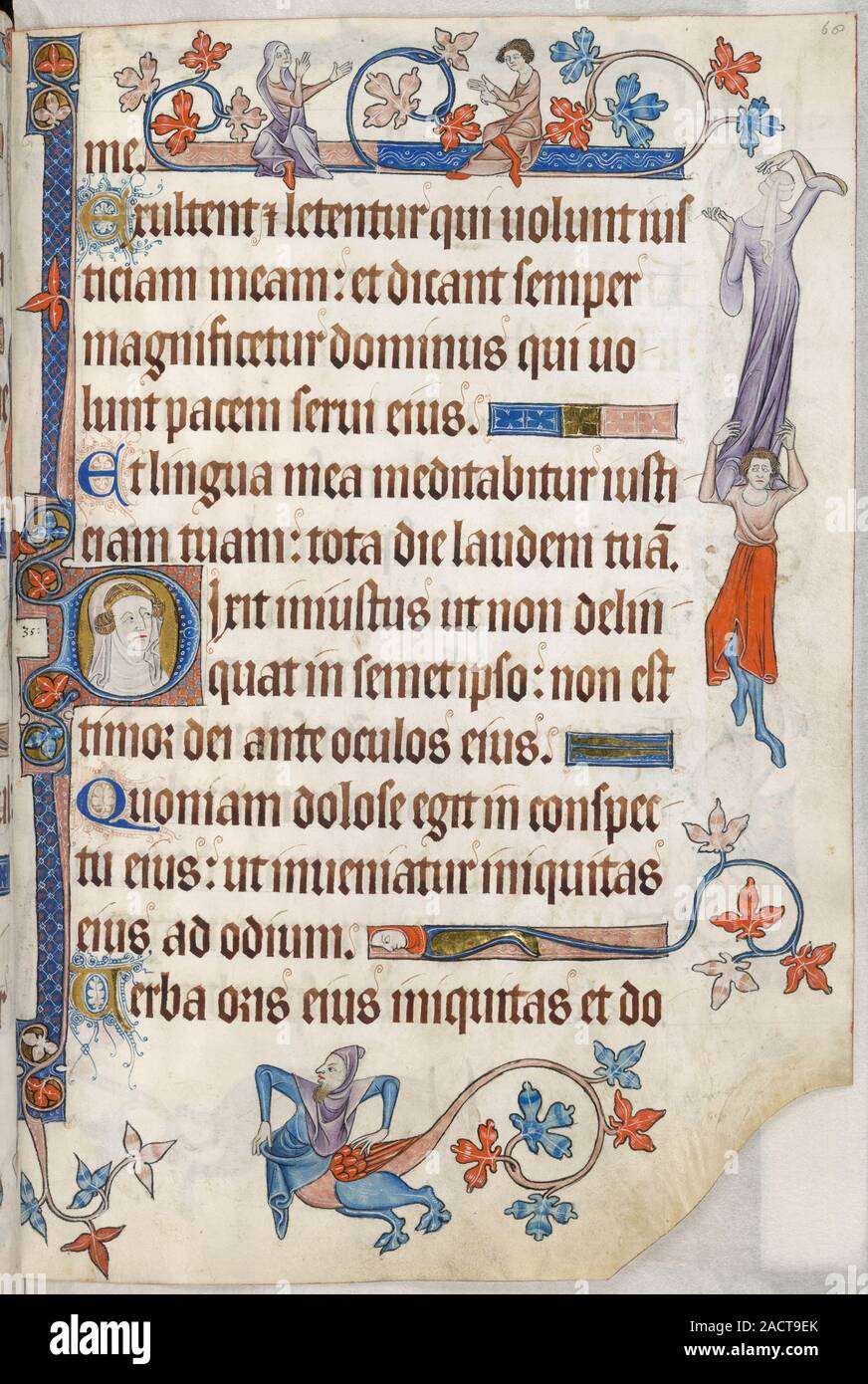 Psalm 35; acrobats, Whole folio. End of Psalm 34. Psalm 35 beginning ...