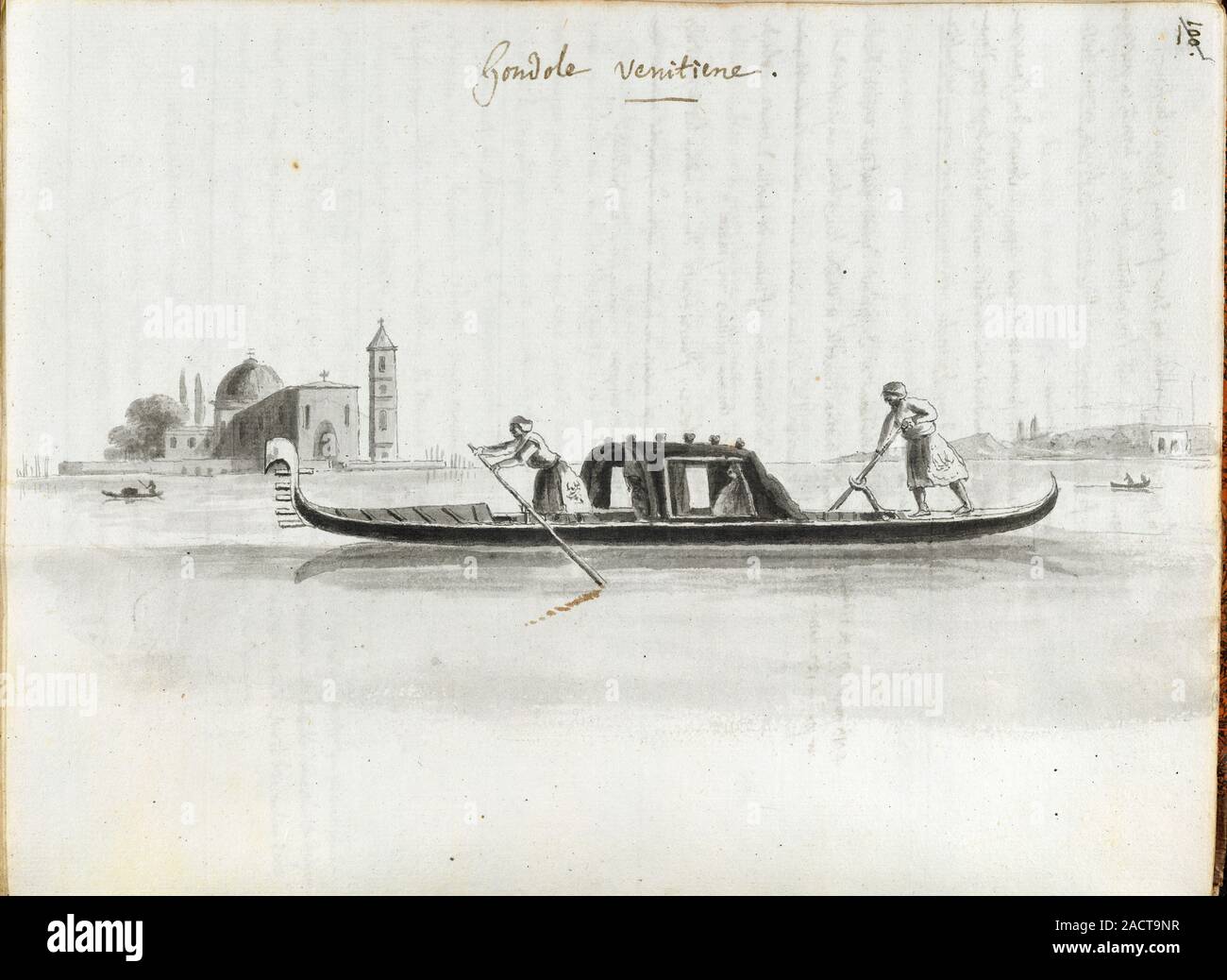 Venetian gondola, Whole drawing Drawing of a Venetian gondola, with ...