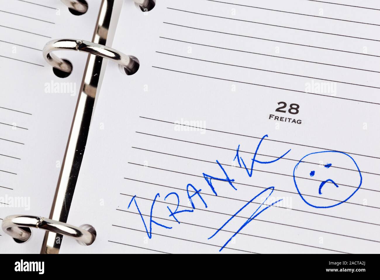 Entry in calendar: Sick Stock Photo - Alamy