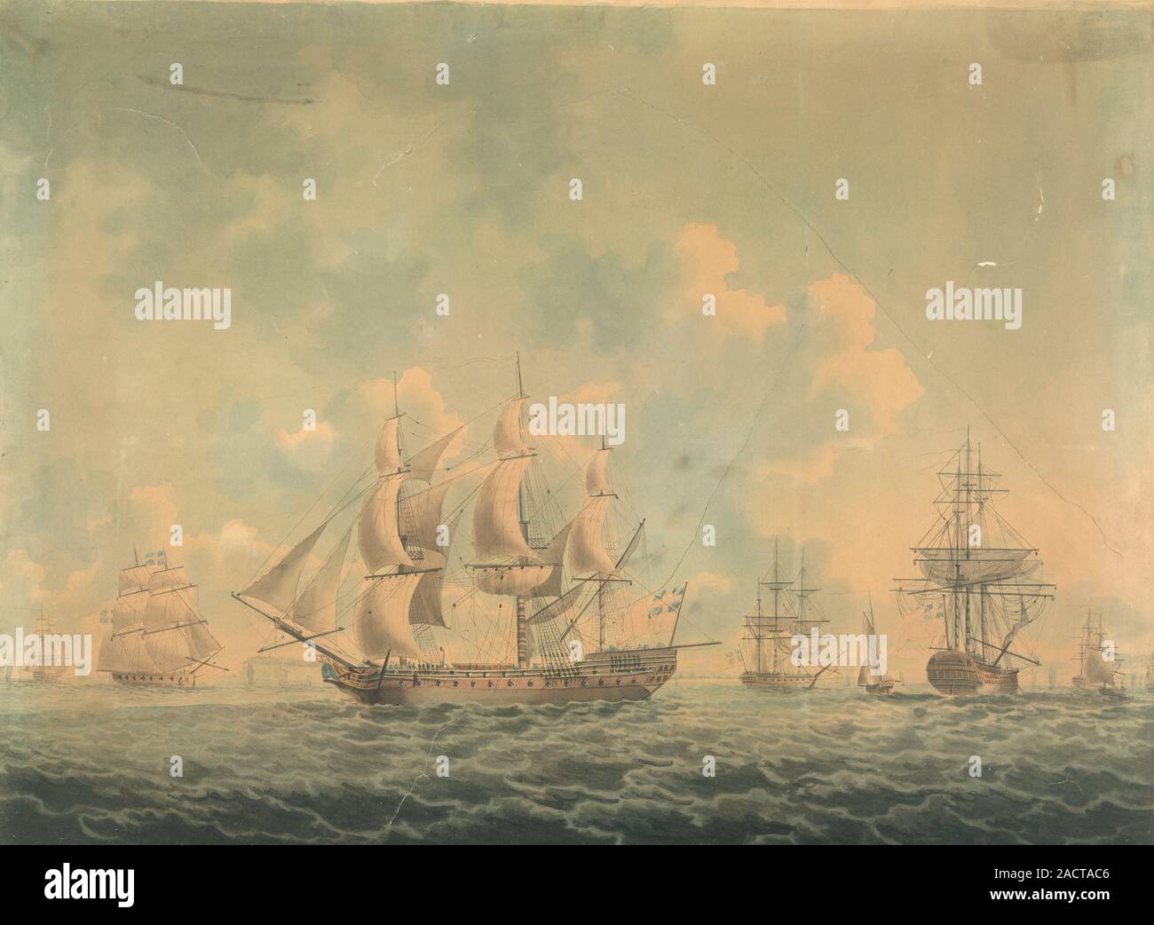 The Carnatic, East Indiaman, A group of sailing ships in the Downs, the ...