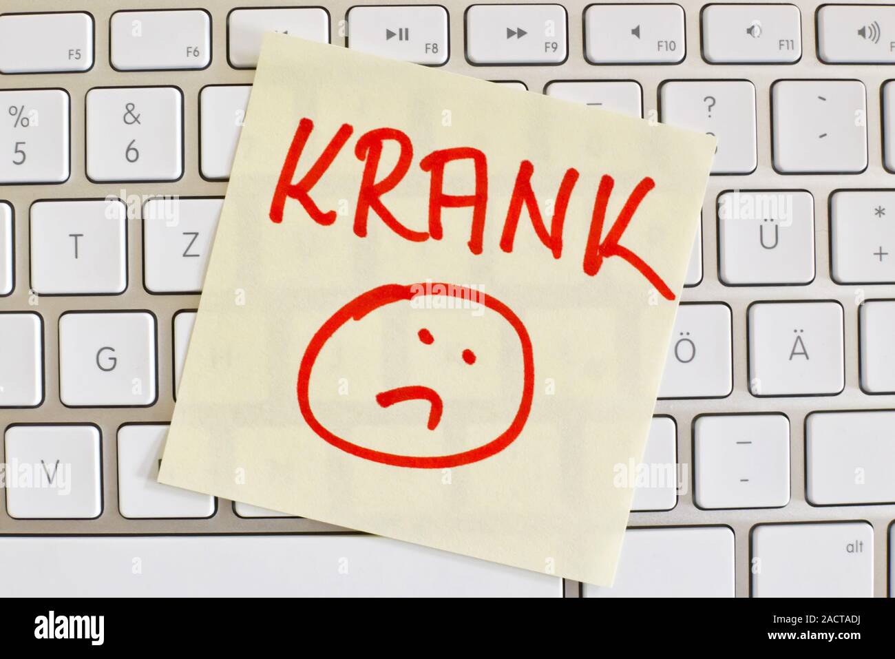 Note on Computer Keyboard: Sick Stock Photo - Alamy