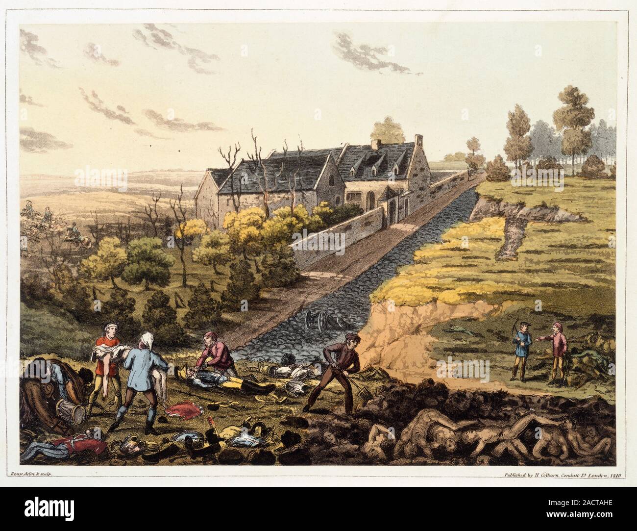 Burial of the dead after the battle of Waterloo, Author William Mudford ...
