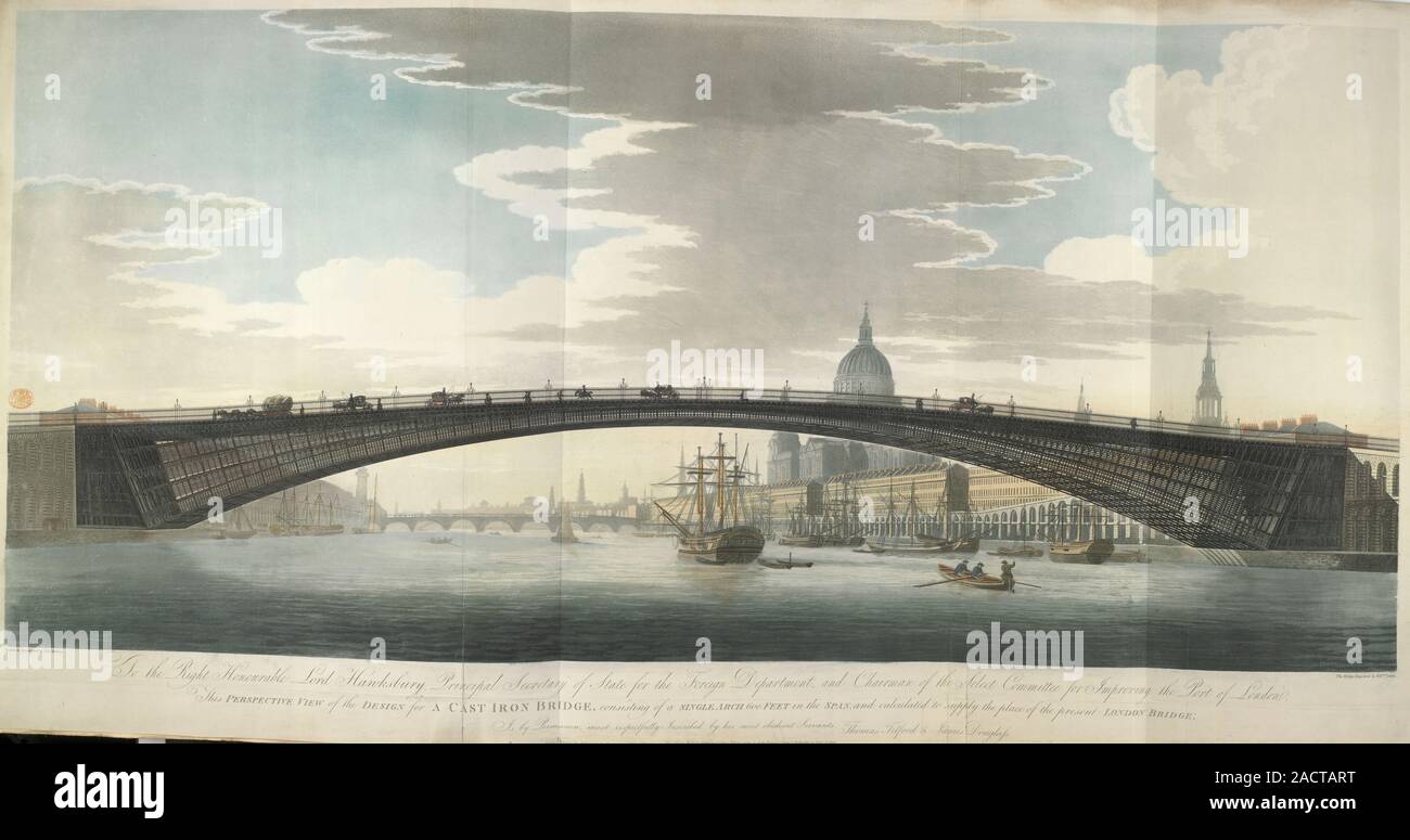 Perspective View of the Design for a Cast Iron Bridge, consisting of a ...
