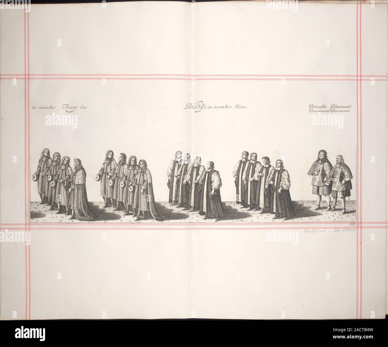 Coronation of James II a part of the formal procession: bishops ...