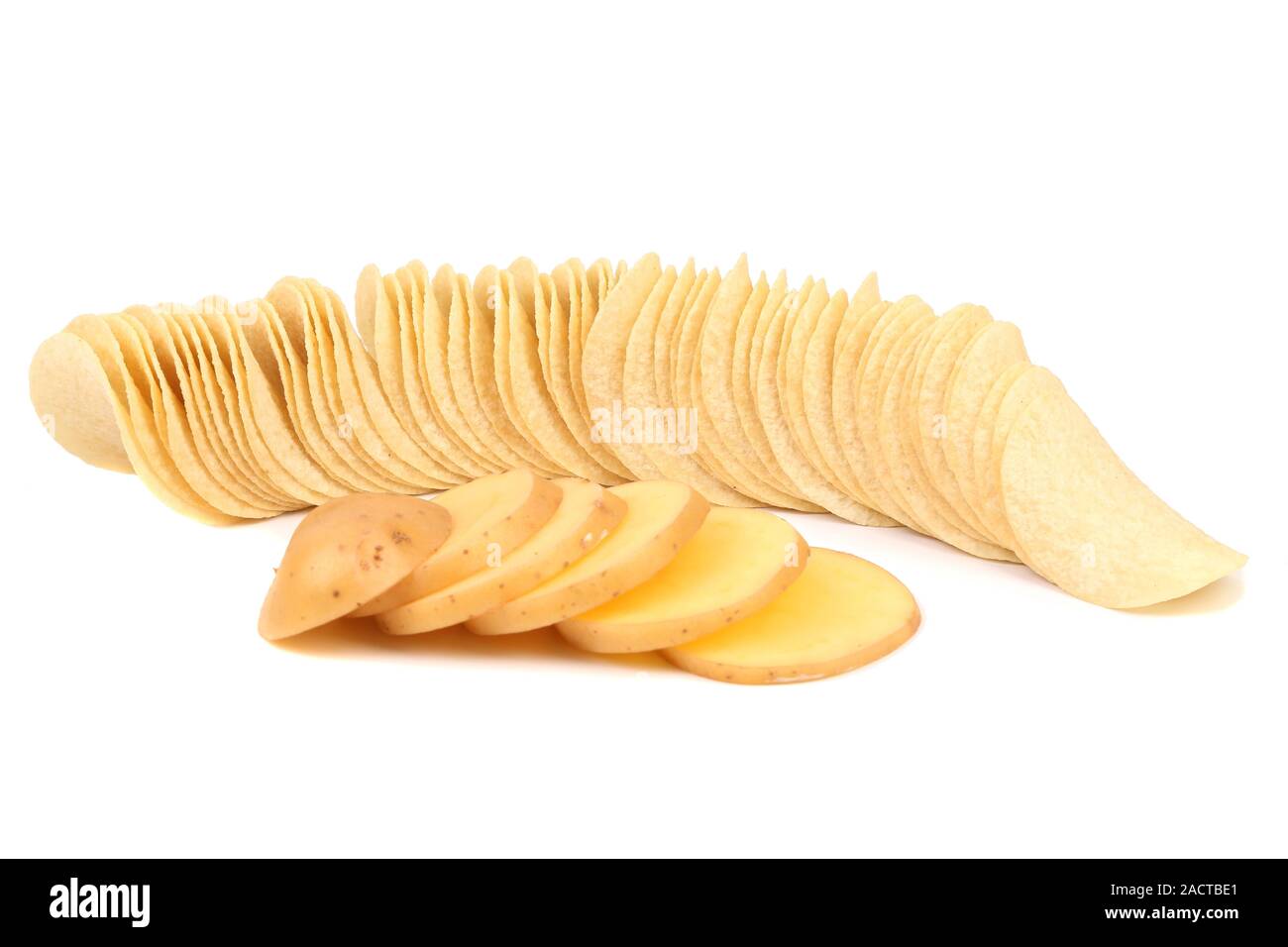Potato slices and row of chips Stock Photo - Alamy