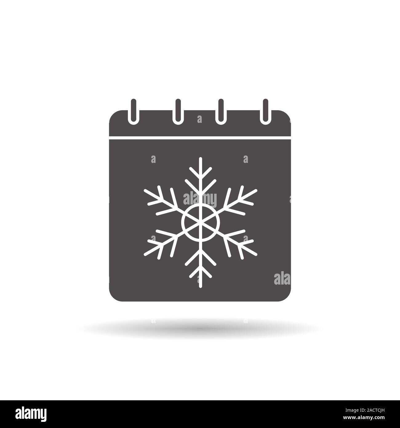 Winter season icon. Drop shadow silhouette symbol. Calendar with ...