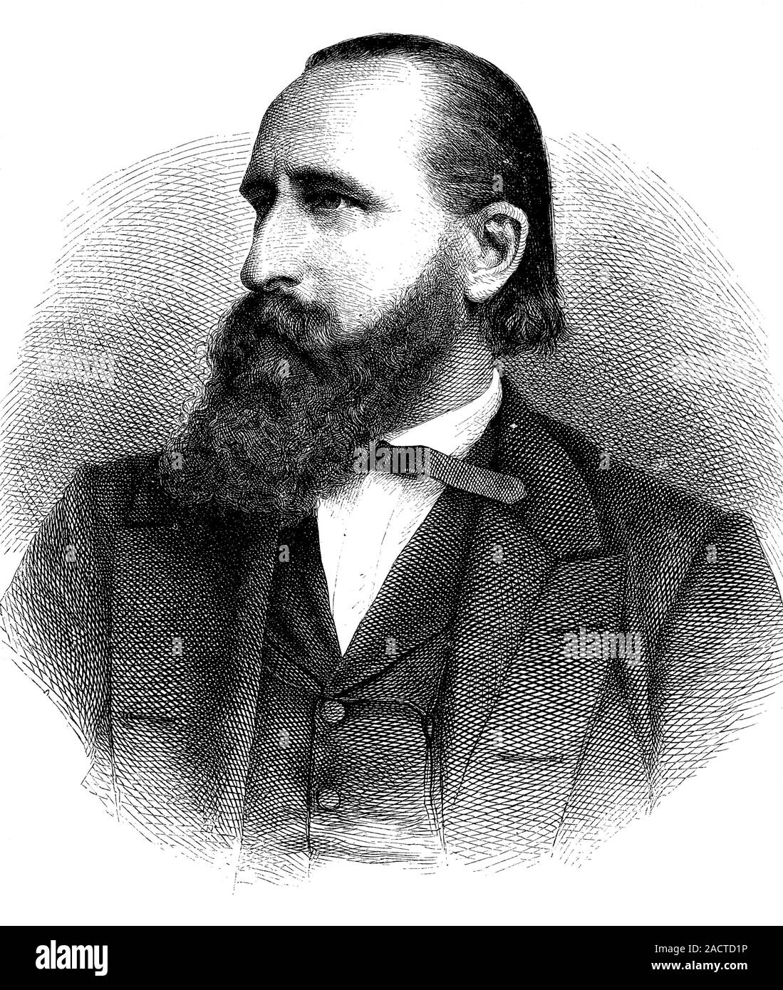 Alfred Brehm (1829-1884). 1870 engraving of the German zoologist ...