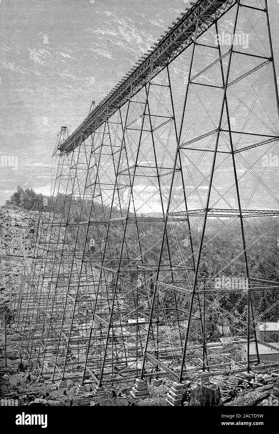 Kinzua Bridge. 1883 engraving of the Kinzua Bridge, or Kinzua Viaduct ...