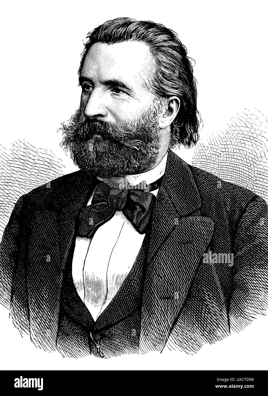 Ernst von Bergmann (1836-1907). 1889 engraving of the German surgeon ...