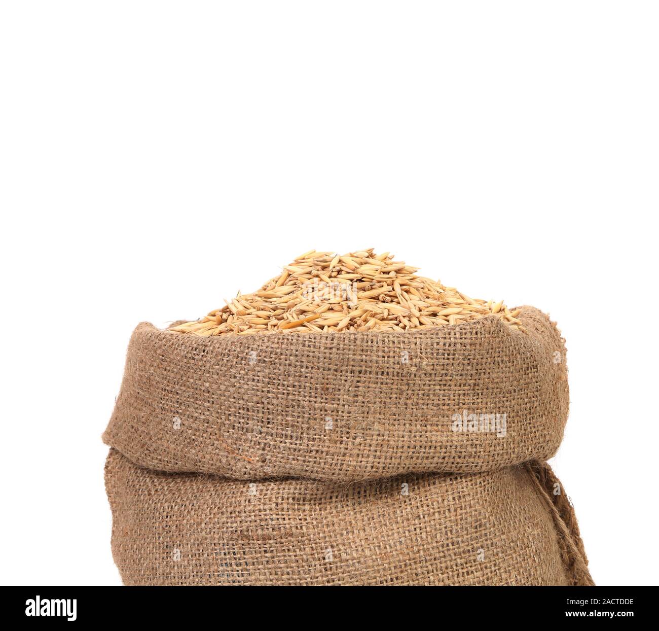 Bag of oatmeal grain isolated on white background Stock Photo - Alamy