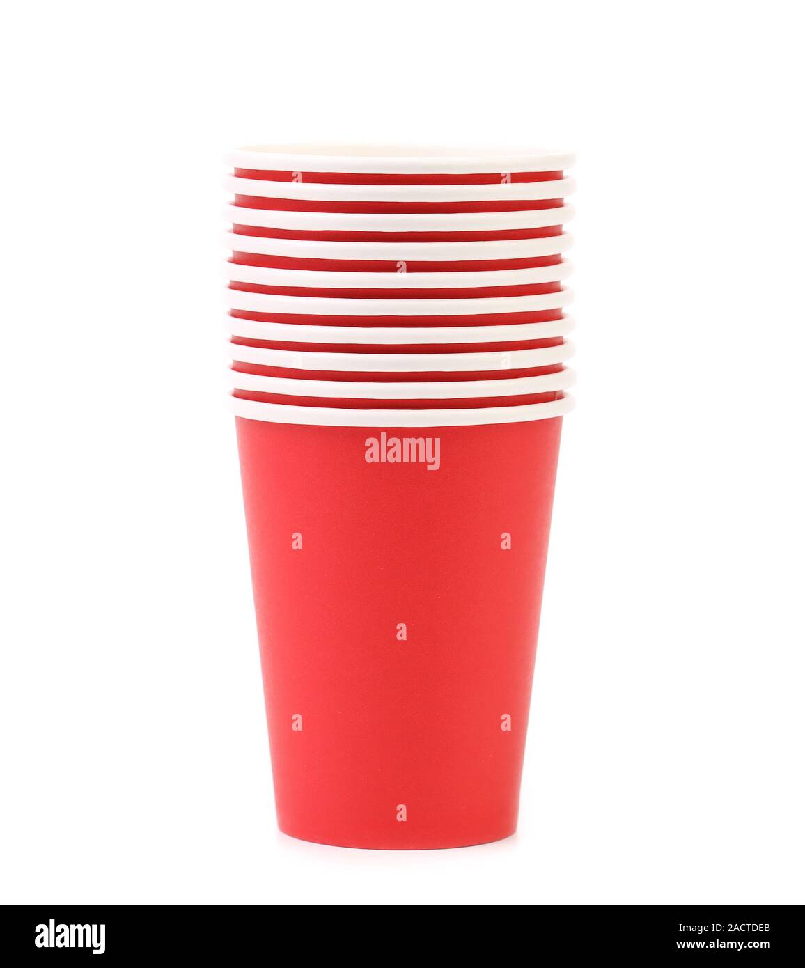 red plastic cups isolated on white Stock Photo - Alamy