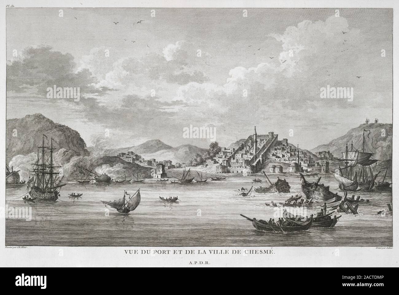 The port and town of Chesme, Author Marie Gabriel Auguste Florent de ...