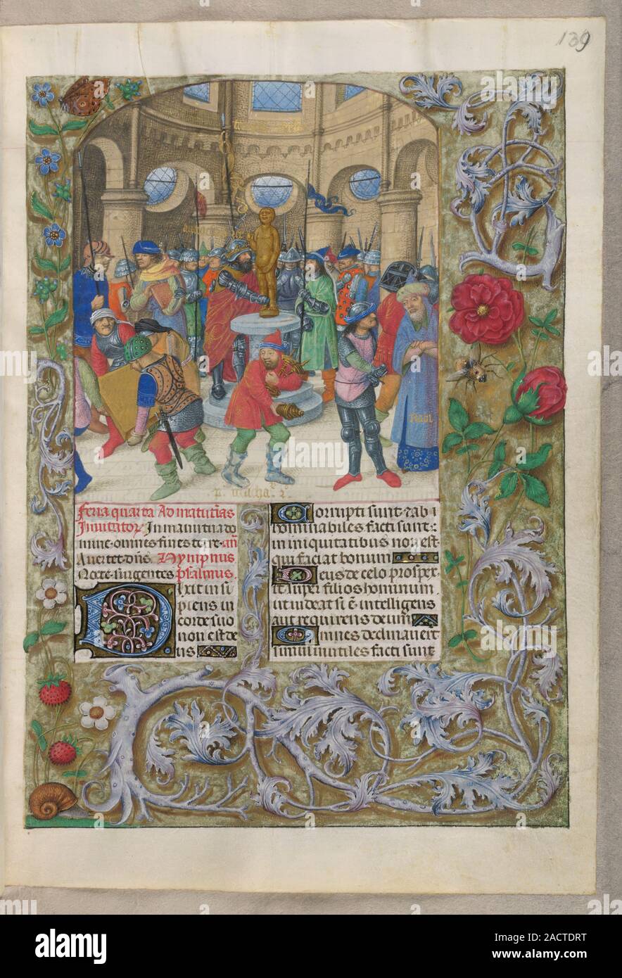 Antiochus plundering the Temple, Whole folio Psalter. Antiochus and his ...