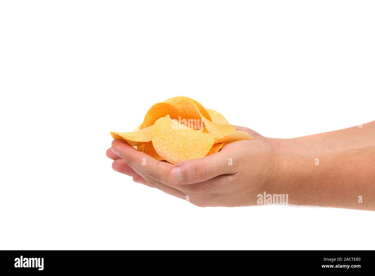 Hand holds potato chips Stock Photo - Alamy